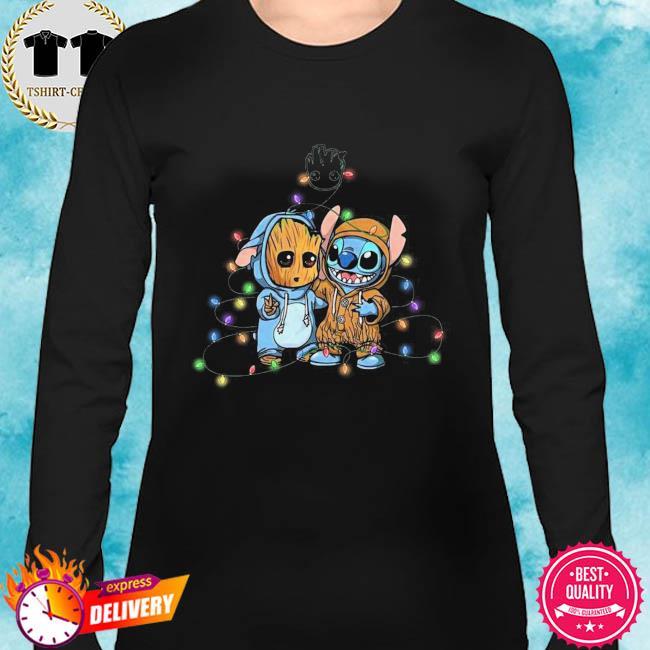 Cute Baby Groot And Baby Stitch Happy Light Christmas Sweater, hoodie ...